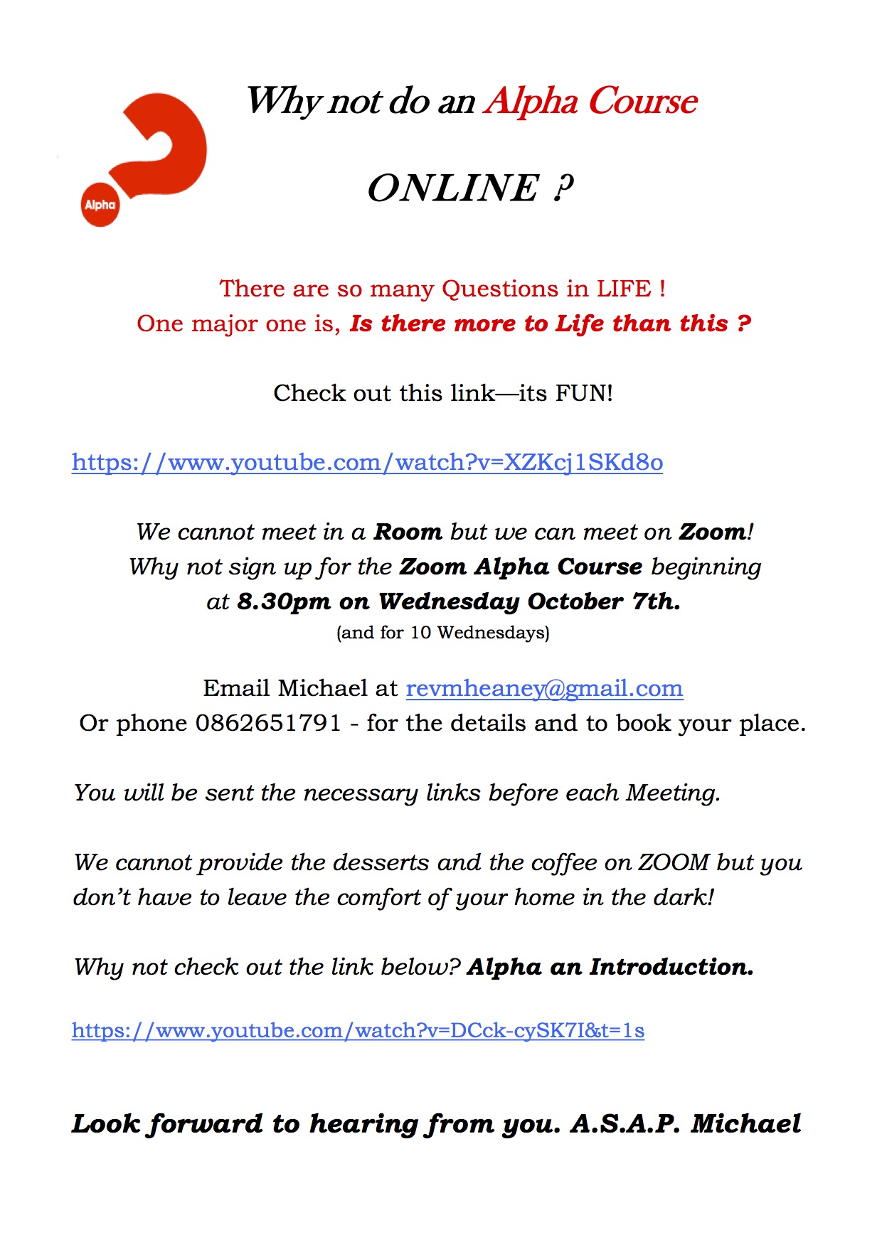 Whitechurch Alpha Course Goes Online - The United Dioceses of Dublin ...